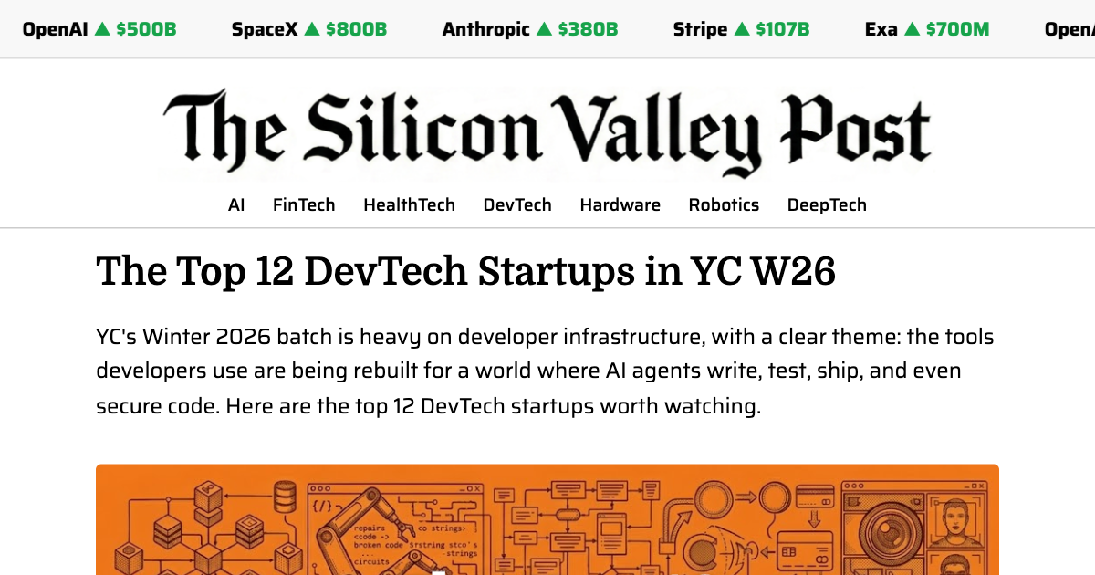 The Top 12 DevTech Startups in YC W26 - The Silicon Valley Post